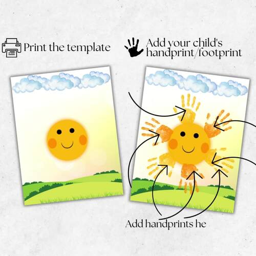 Summer Handprint Art Craft, Memory Baby Art Keepsakes, Preschool ...