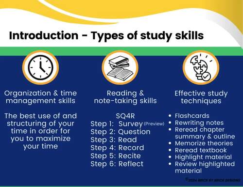 MIDDLE SCHOOL ELECTIVE Study Skills Unit 1-8 BACK TO SCHOOL BUNDLE