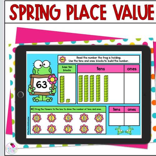 Place Value Tens and Ones and Number Sense Spring Math BOOM Cards™