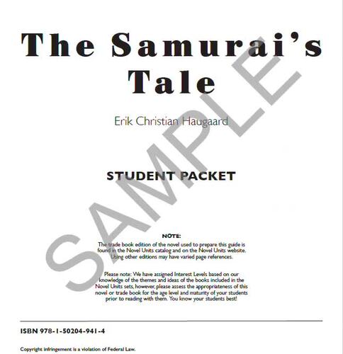 The Samurai's Tale Novel Units® Student Packet Novel Study | TPT
