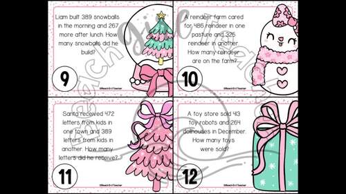 Engaging Christmas Addition to 1,000 Task Cards for Math Centers and ...