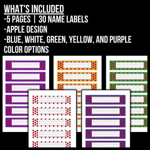Student Name Desk Labels → PRINTABLE Apple Classroom Tags / Cards