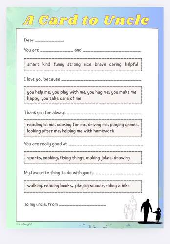 Father’s Day Card Writing Templates – Differentiated for ESL, EAL, ELL ...