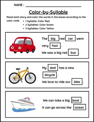 Syllable Worksheets | Phonics, Decoding, & Counting Activities for 1st ...