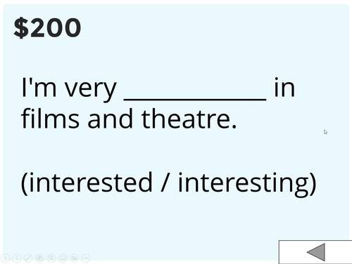 ESL Intermediate (A2 - B1) Game: Jeopardy - Adjectives with 'ED' or 'ING'