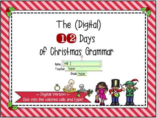 Christmas Grammar 12 Days of Christmas Literacy Center Fun DIGITAL ...