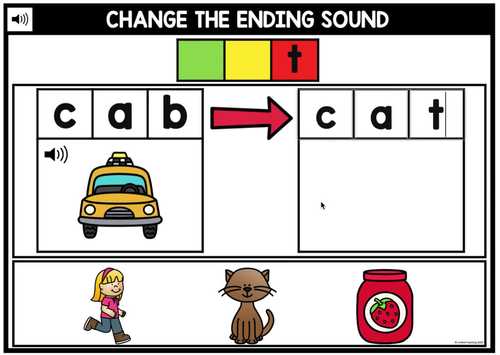 Phonemic Awareness: Phoneme Substitution Ending Sounds Boom Cards