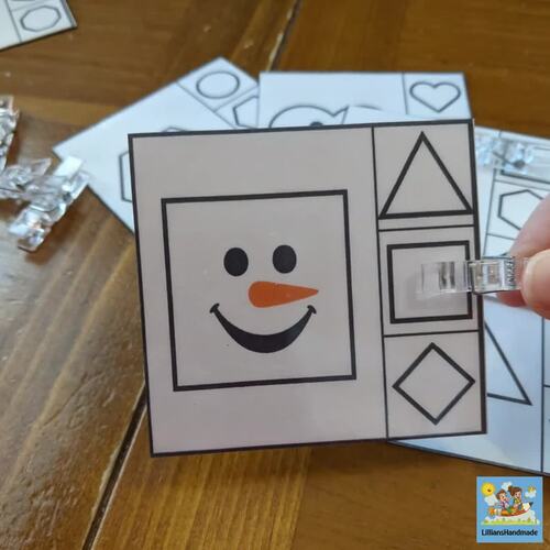 Snowman Shape Clip Cards for Preschool & Early Elementary by Lillian's ...