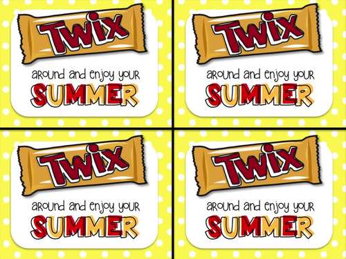 Twix End of Year Gift Tag-Twix around and enjoy your summer! | TpT