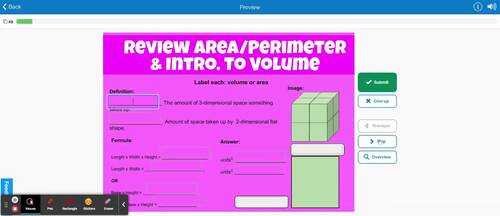 5th Grade, 5.MD.3-5 Review Area/Intro. to Volume of Rectangular Prism ...