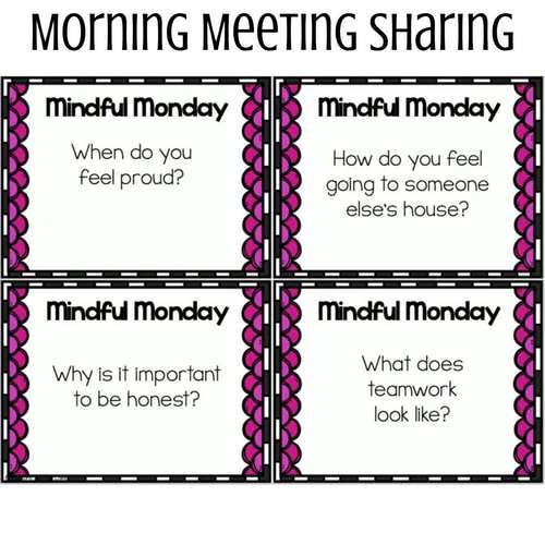 Morning Meeting Sharing And Discussion Prompt Cards By Lessons By The Lake