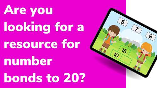 Number Bonds to 20 Digital Boom Cards for Addition Skills by Fiddleheads