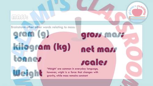 Metric Mass PowerPoint™: Weight, Mass, Grams, Kilograms, Tonnes ...