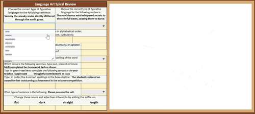 NO PREP - Spiral Language Art Review for 4th/5th Grades - Peeping Kitten