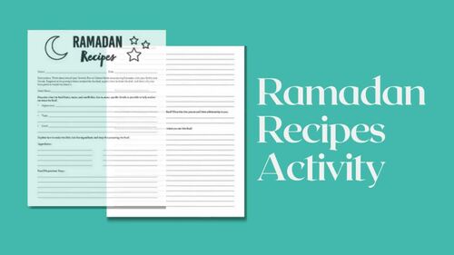 Ramadan Recipes Writing Activity - Holiday Printable by Creating2Learn