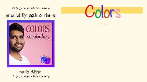 COLORS Newcomer Adult ESL Vocabulary by Rike Neville | TPT