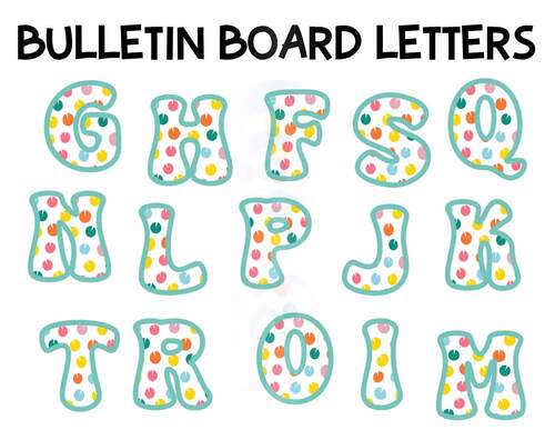 Printable Bright Bulletin Board Letters, Classroom Display, Large Alphabets