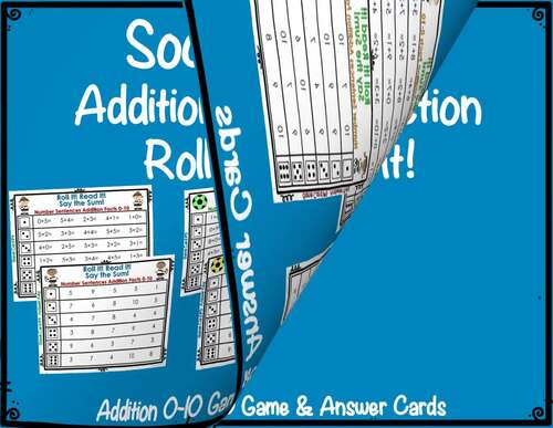 Soccer Addition & Subtraction Facts 0-20 Roll It! Read It! Game Cards