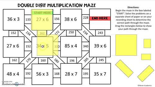 2 digit by 1 digit Multiplication Maze Activities by Abram Academics