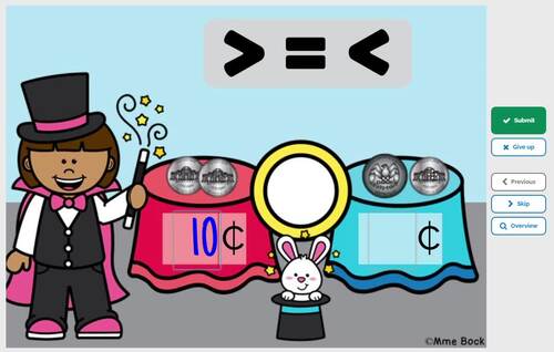 BOOM Cards™ Money: Compare the Values - up to 50 cents (USA Currency)