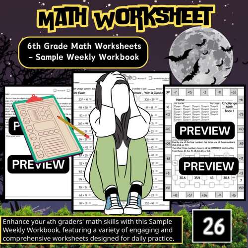 6th Grade Math Weekly Workbook: Sample Worksheets for Practice & Review