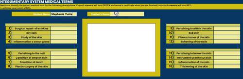 Integumentary System Medical Terminology Award Themed by Abaco ...