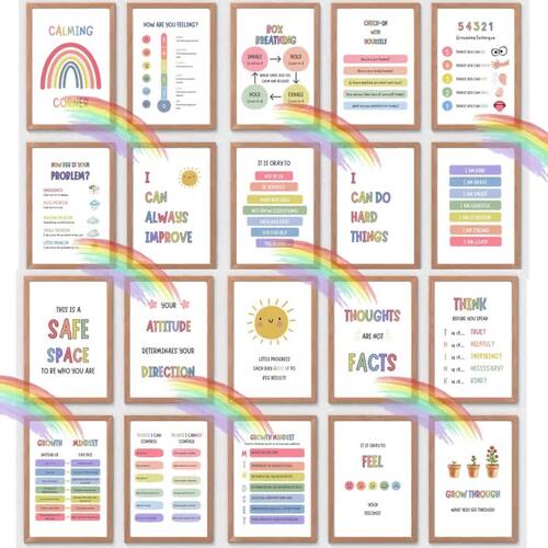 Calm Down Corner • SEL • Growth Mindset • 20 Posters by Ping Ping Studio