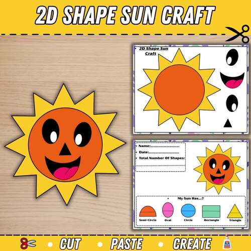 2D Shape Sun Craft | Shapes Cut-and-Paste Math Activity Preschool ...