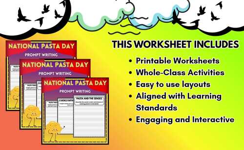 National Pasta Day Creative Writing Prompts |Fun Food-Themed Writing ...