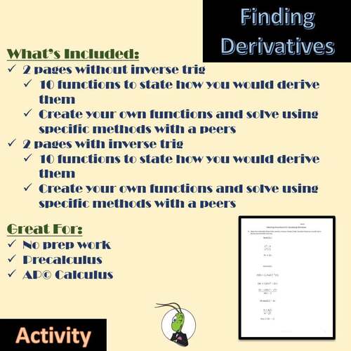 Selecting Procedures to Calculate Derivatives Activity AP Calculus 3.5