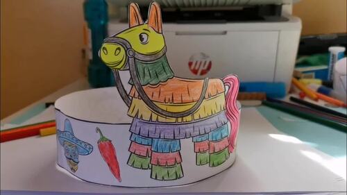 Pinata Hat Paper Craft Crown - Cinco De Mayo Craft - Easy & Fun & No Prep