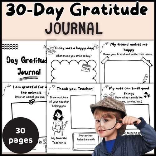 30-Day Gratitude Journal: K-2 Digital Gratitude Activities - November ...
