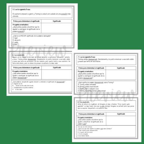 Claves del contexto-tarjetas de trabajo y comprensión | TPT