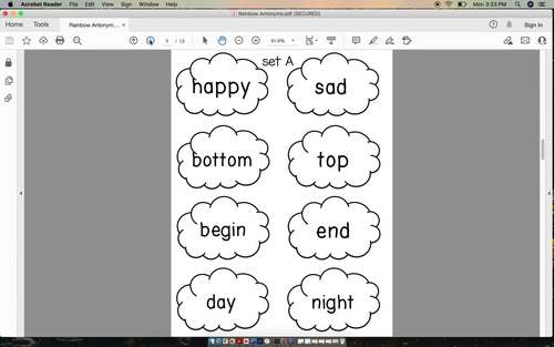 Literacy Center for Practicing Antonyms by Educate With Ariel Eishen