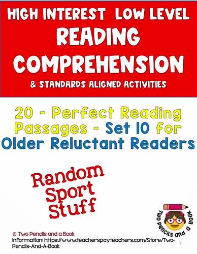 20 High Interest Low Level Reading Comprehension Passages Grades 5-12