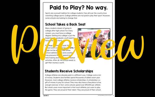 Opinion Writing Prompt (College Athletes) by The Literacy Loft ...