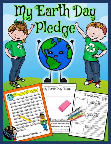 Earth Day Pledge Writing Unit: Writing Paragraph & Detailed Sentences