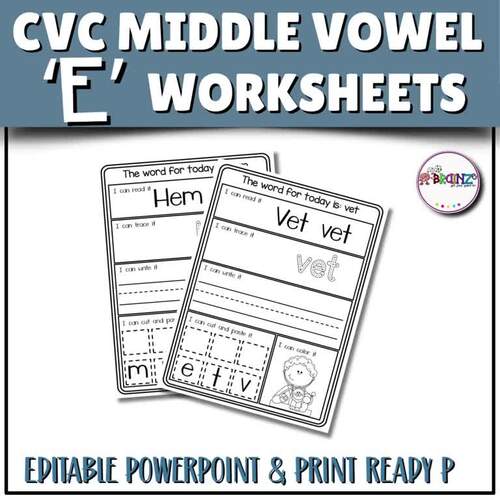 CVC Middle E Worksheets – Letter of the Day Phonics Activities ...