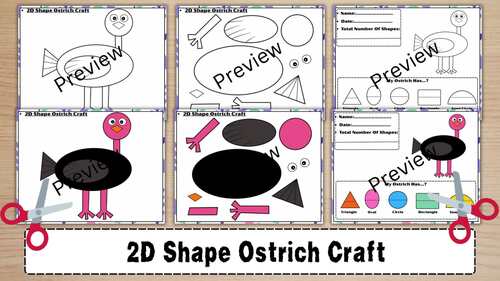 2D Shape Ostrich Craft | Zoo Animals Math Activity | Build a Pelican ...