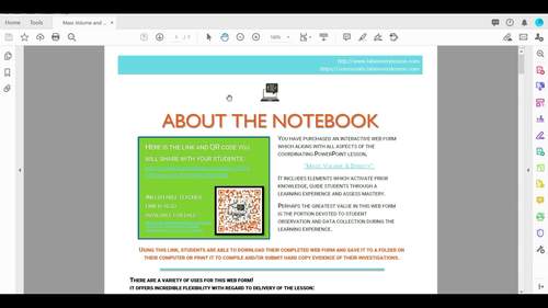 Digital Interactive Notebook for Learning Mass Volume and Density