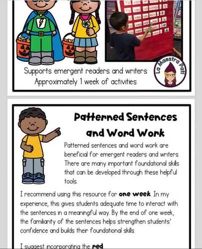 Sight Word Sentences in Spanish- Oraciones en patrón- Halloween | TpT