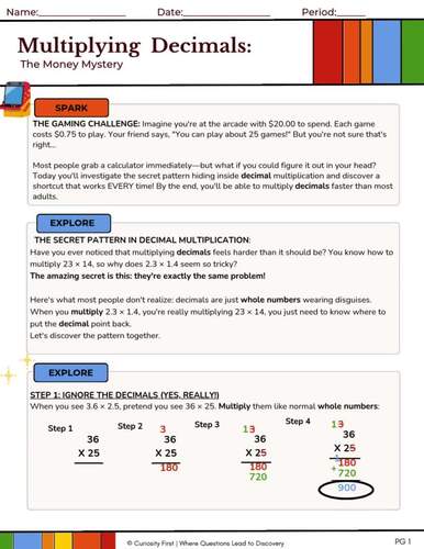 Multiplying Decimals: The Money Mystery, Complete Inquiry Lesson ...