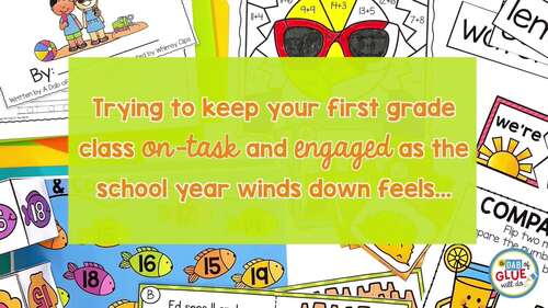 Summer Centers First Grade: June Math & ELA Write the Room, Dice Games ...