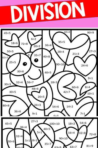 Valentine's Day Color by Number Code Division Facts Practice Math ...