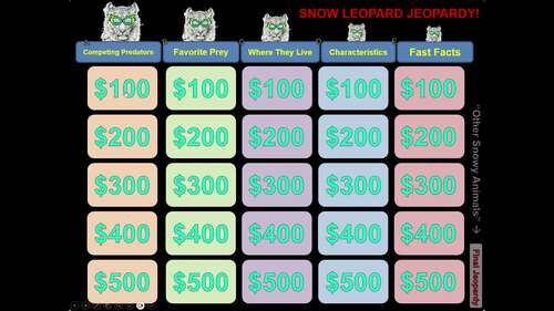 "LIONS" (BIG CATS UNIT)- Jeopardy: handouts, reading & interactive PPT game