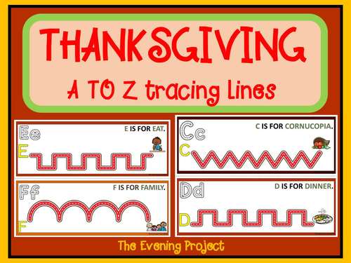 Thanksgiving tracing lines task cards for Autism, Sp. Ed, preschool, K+/OT