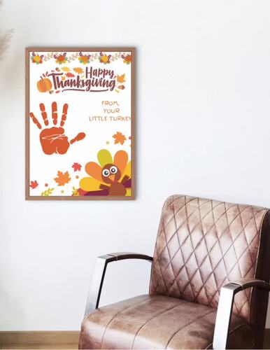 Little Turkey Handprint Craft Thanksgiving Baby Toddler Keepsake Fall ...