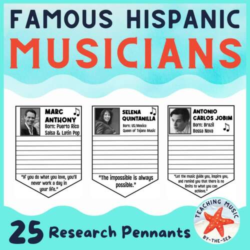 Famous Hispanic Musicians Research Pennant Activity - Hispanic Heritage ...
