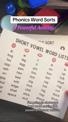 Phonics Word Sorts: Short Vowels, Digraphs, Vowel Teams, R-Controlled