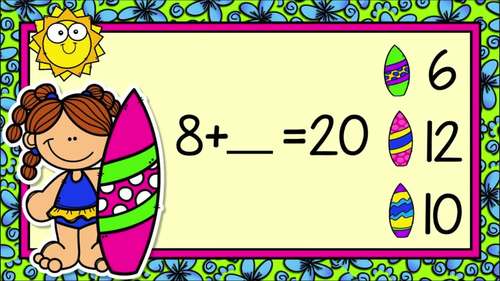 Giggly Games Summer Fun Missing Addends GOOGLE SLIDES | Distance Learning